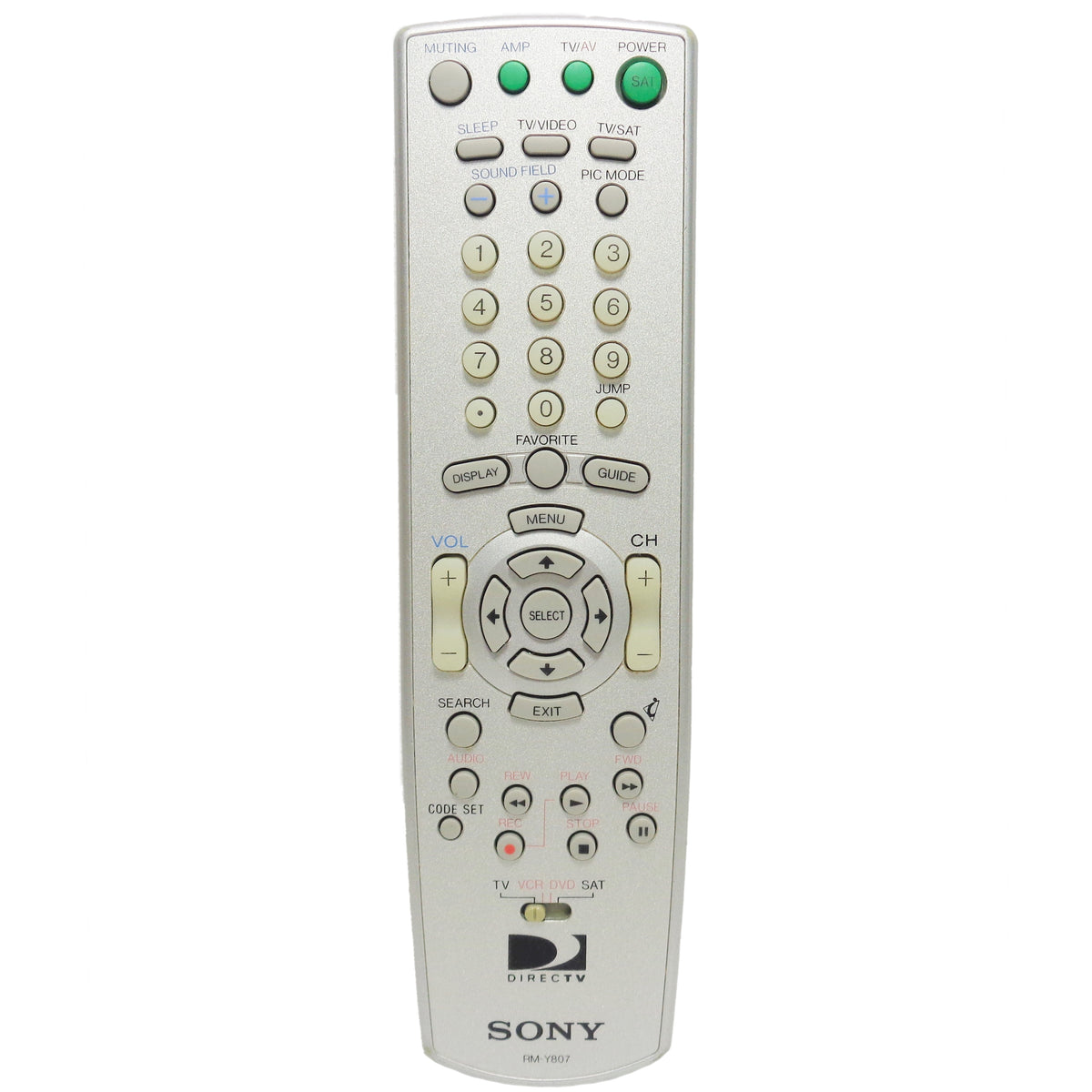 Sony RM-Y807 Pre-Owned DirecTV Satellite TV Receiver Remote Control ...