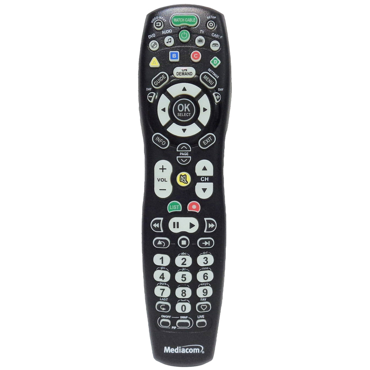 Mediacom 2025B0-B1 Pre-Owned Cable Box Remote Control, URC-2025BCCa-B1 ...